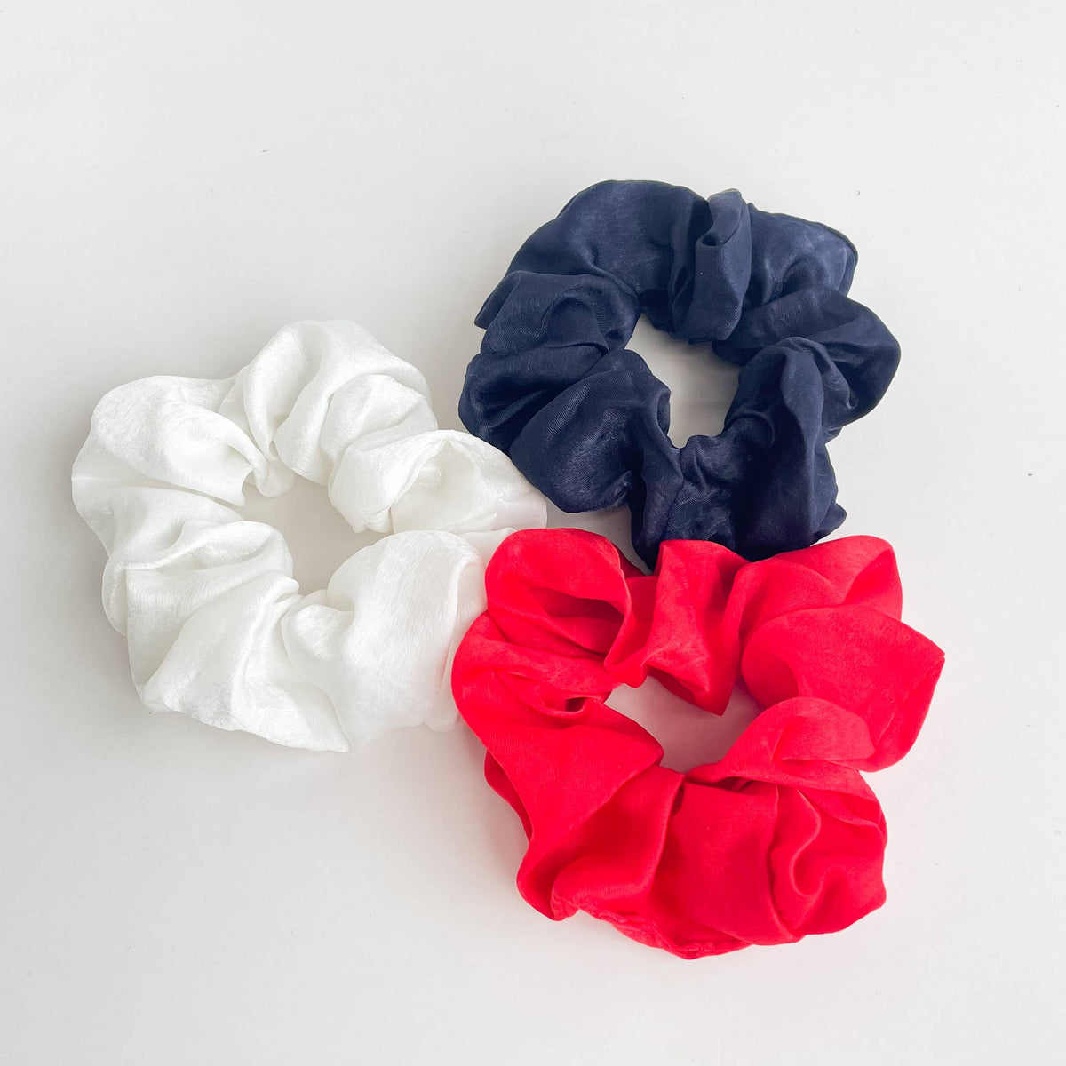USA Red/White/Blue Satin Scrunchies (Set of 3) – Love Letters