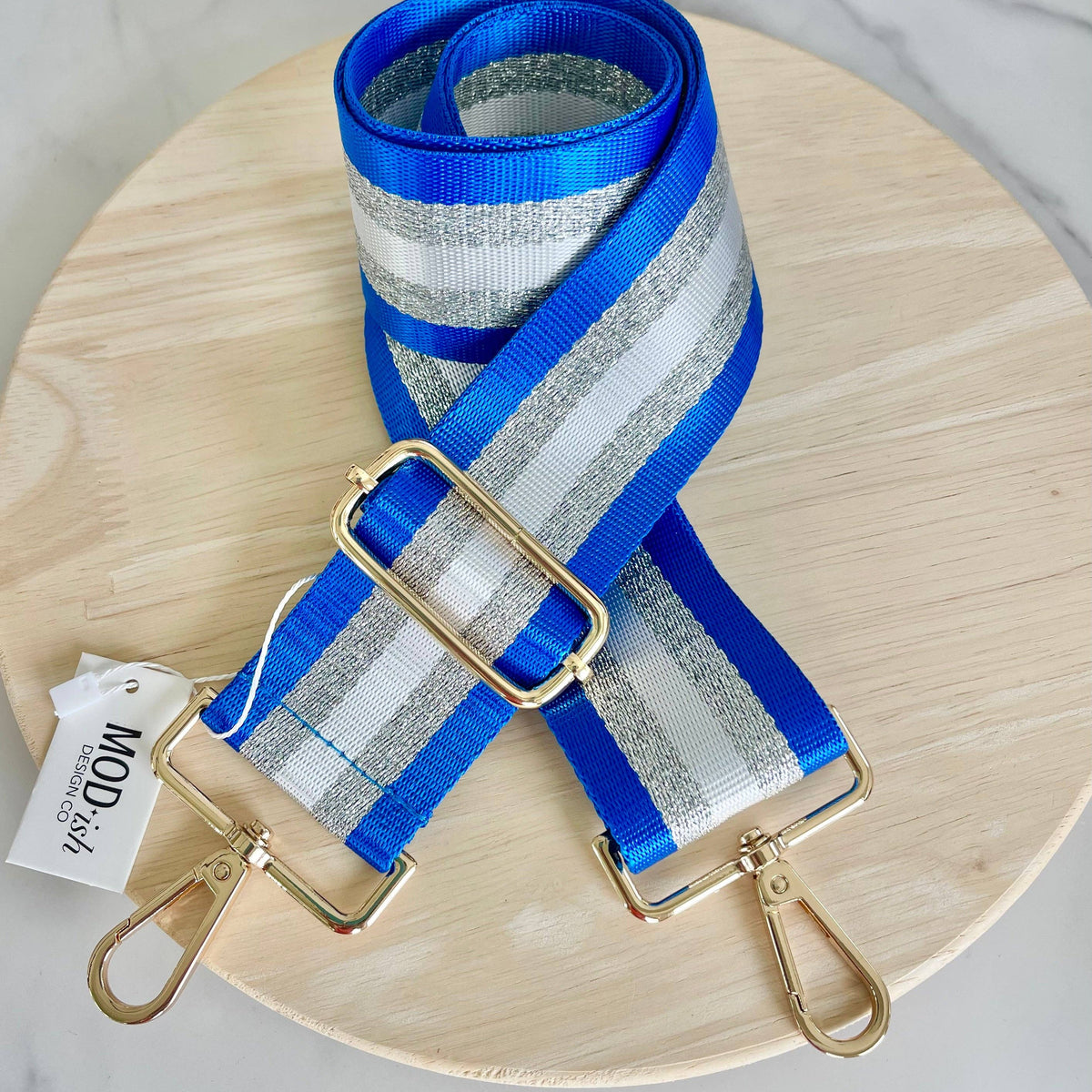 Shimmer Stripe Bag Strap - Royal Blue & Silver – Love Letters