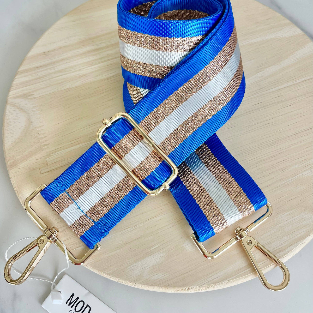 Shimmer Stripe Bag Strap - Royal Blue & Gold – Love Letters