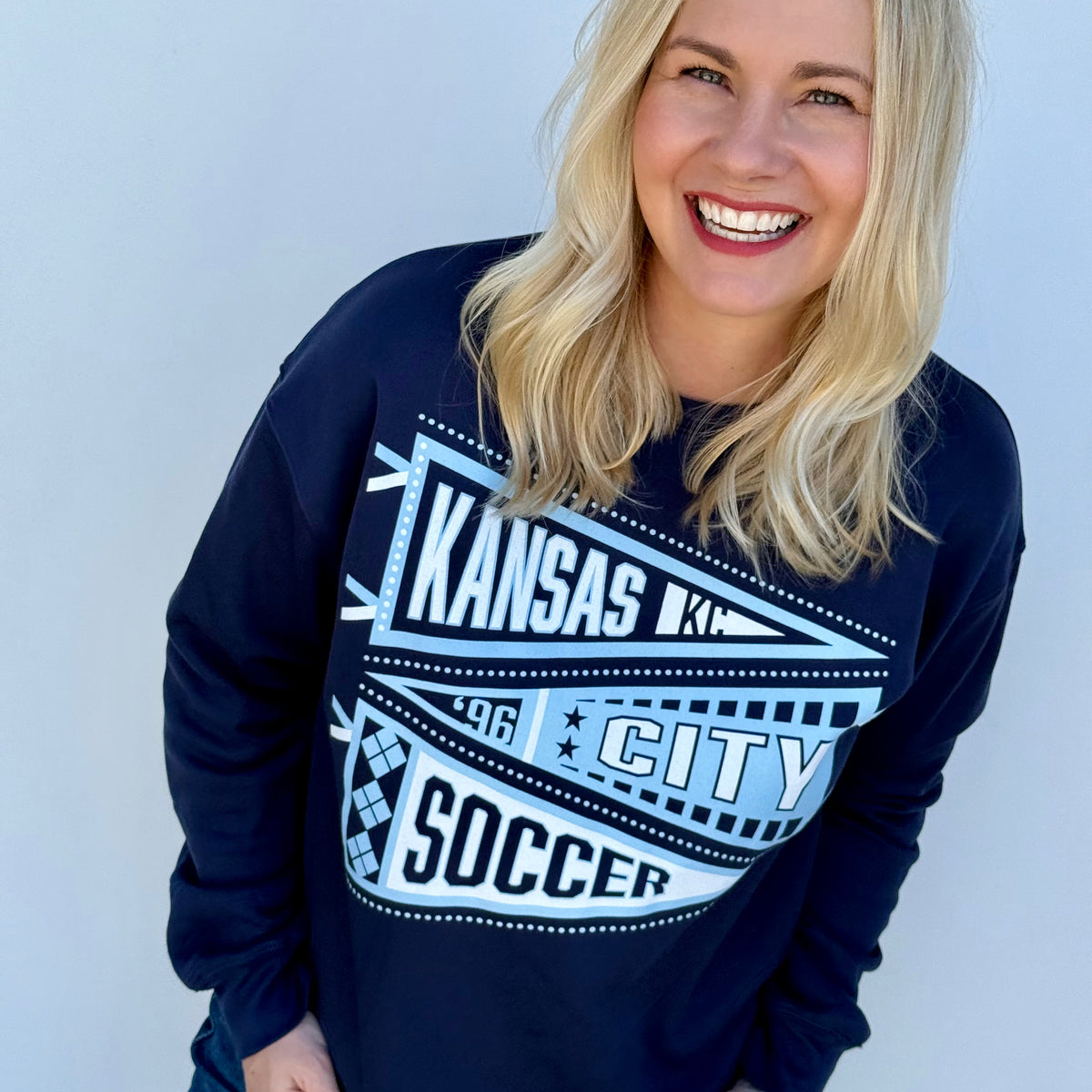Navy Soccer Pennant Sweatshirt-FINAL SALE – Love Letters
