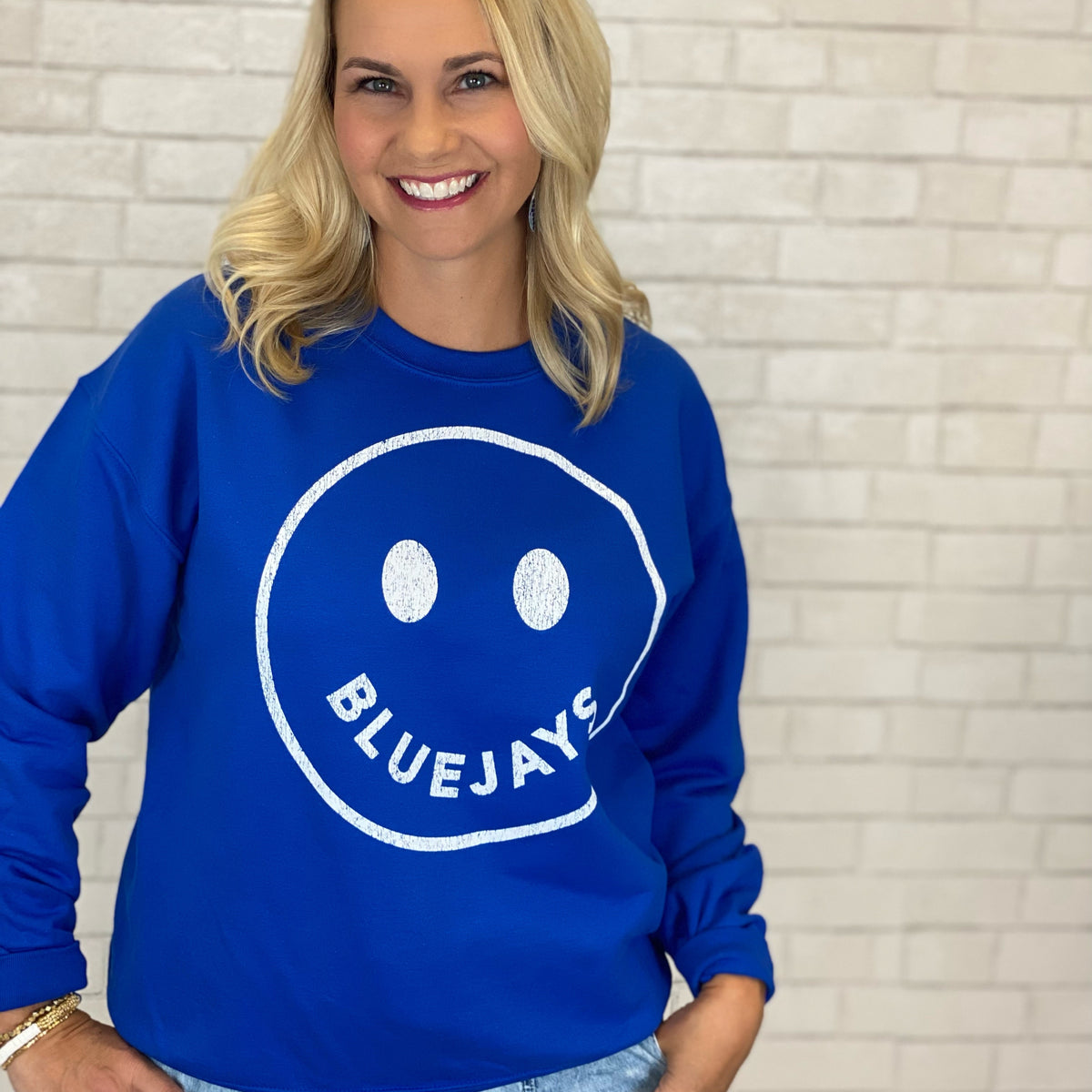 BlueJay Smiley Face Sweatshirt- FINAL SALE – Love Letters